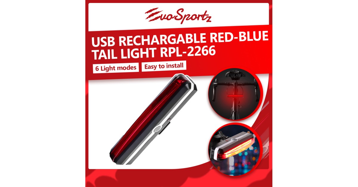 USB Rechargeable Red-Blue Tail Light RPL-2266 | EvoSportz Singapore